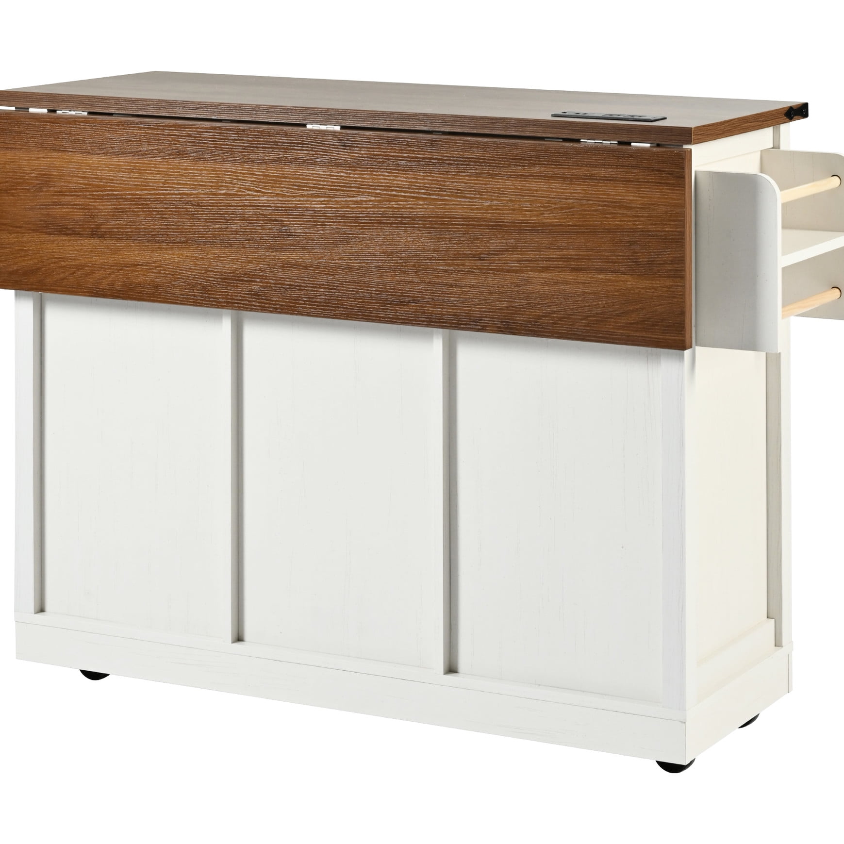 Wood grain countertop, power outlet, 2 lockable wheels - Charge ...