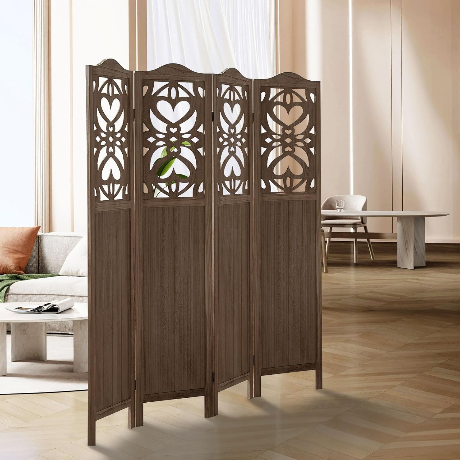 Wood room divider fully assembled, carved boho room dividers and ...
