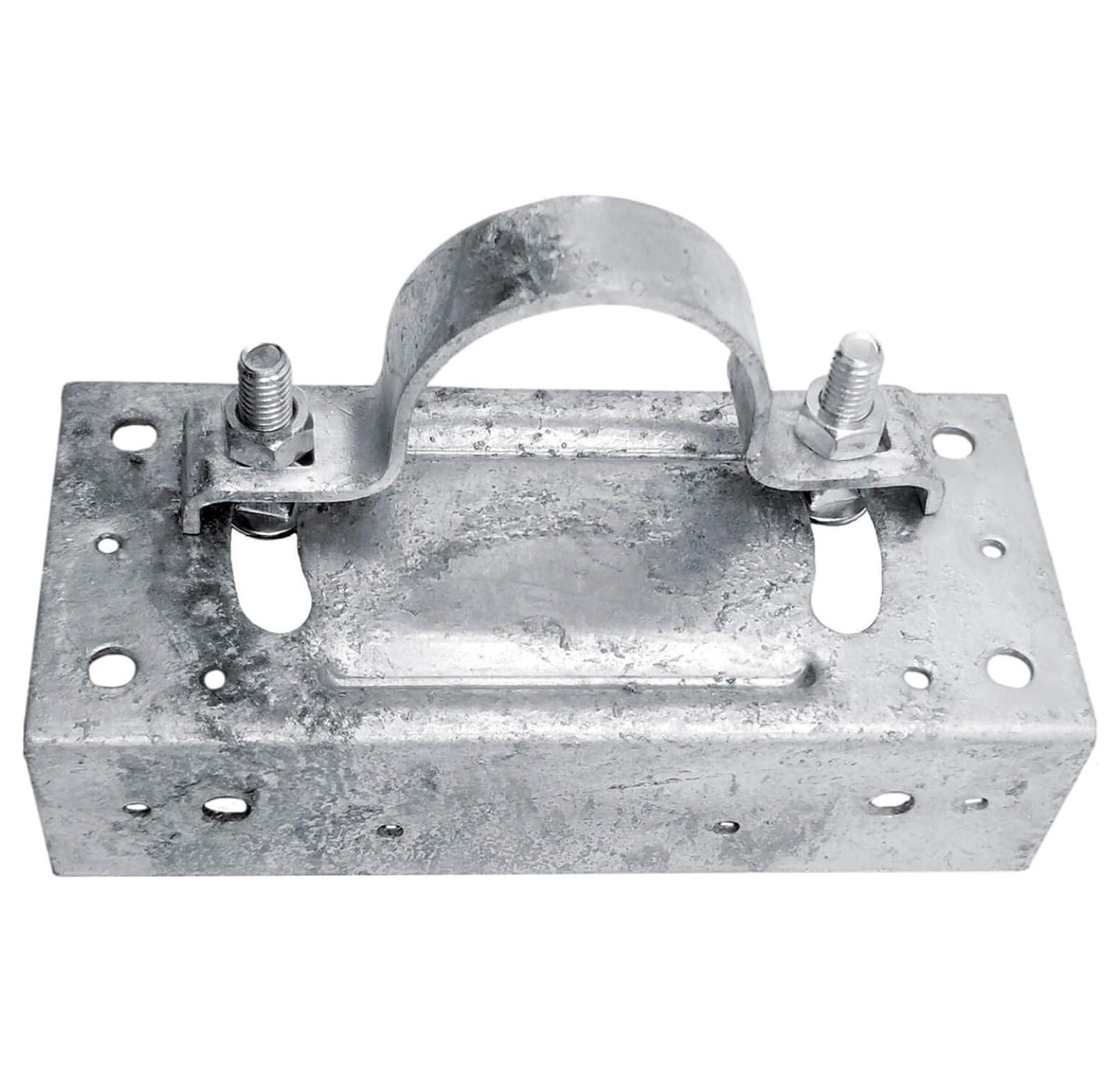 Wood to Round Steel Fence Post Adapter - Galvanized Steel Clamp ...