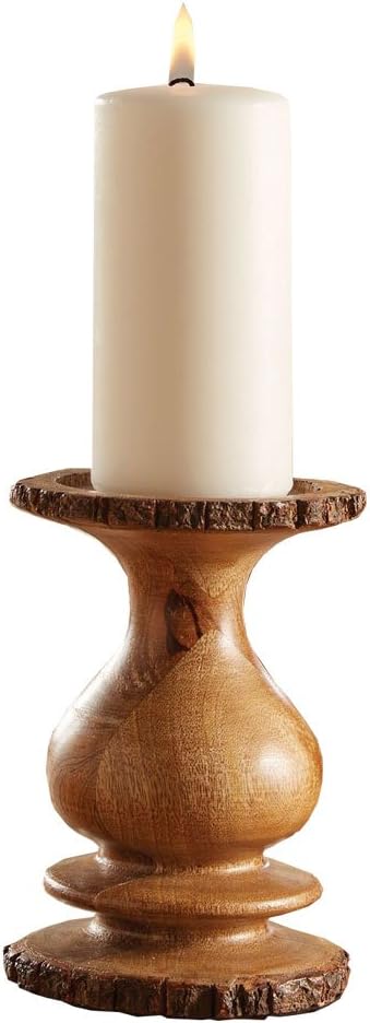 Wood with Bark Edge Pillar Holder 9" - Walmart.com