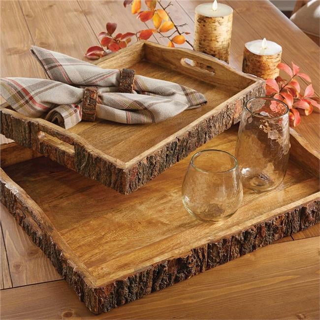 Wood with Bark Edge Trays, Set of 2 - Walmart.com