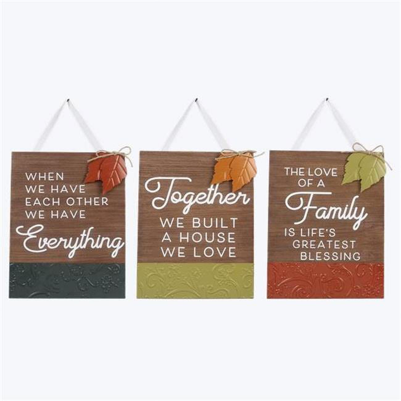 Wood with Metal Leaf Fall Wall Signs, Assorted Color - 3 Piece ...