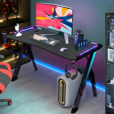 Bestier 48 inch LED Computer Desk with Drawer Gaming PC Table Home ...
