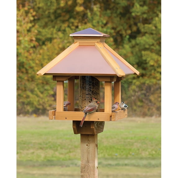 WoodLink Cedar Outdoor Large Gazebo Bird Feeder, 10 Lb Seed Capacity ...