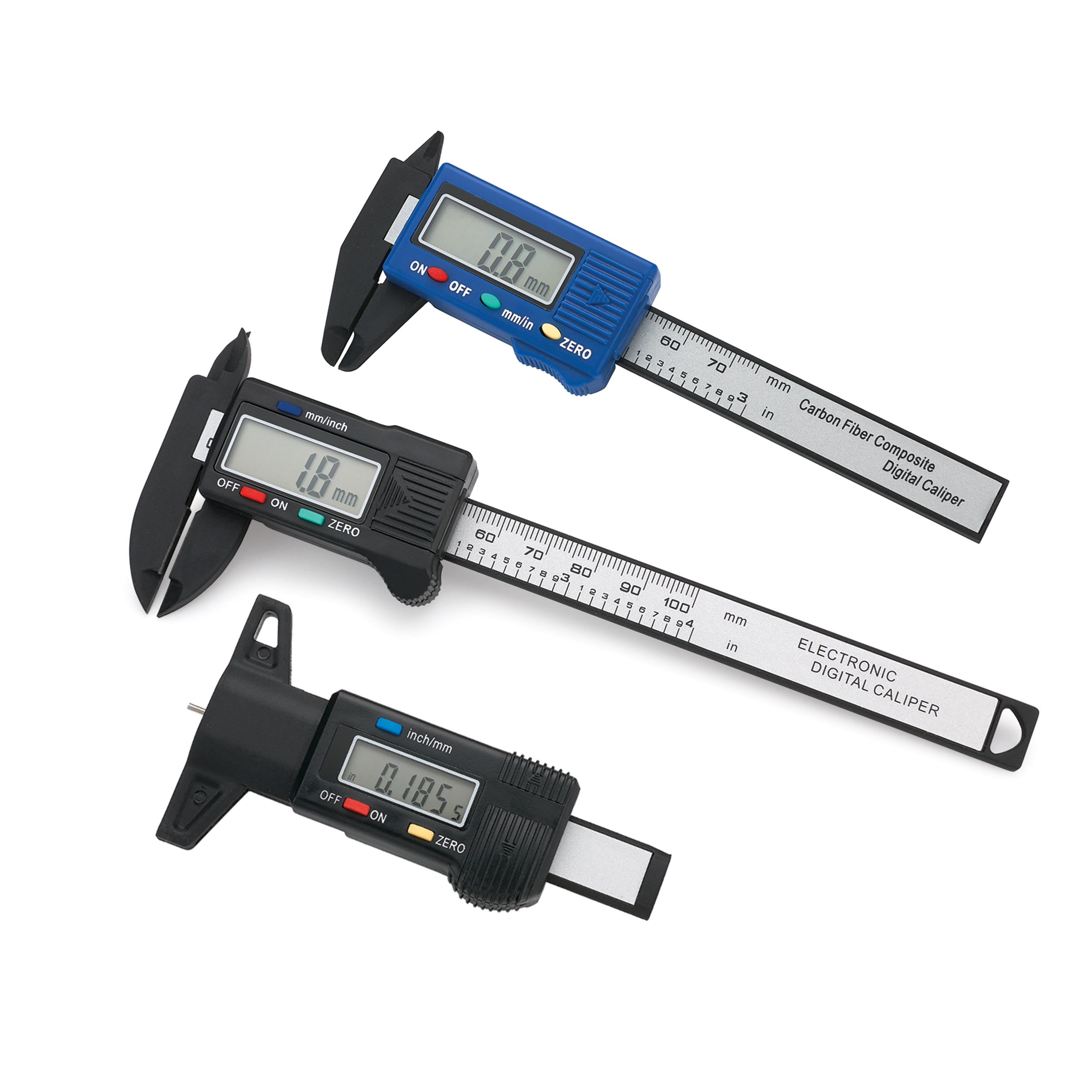 Woodriver Carbon Fiber Digital Caliper & Depth Gauge Set 3-Piece ...