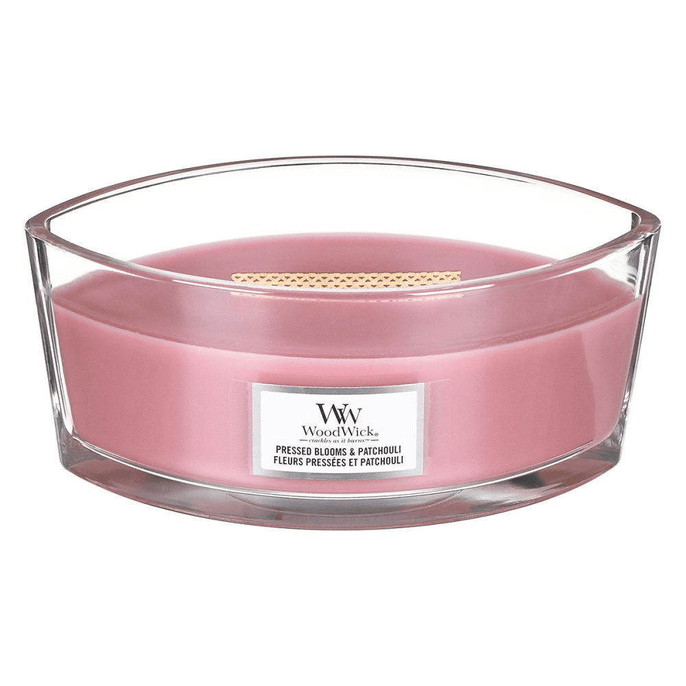 WoodWick - Pressed Blooms & Patchouli Ellipse Jar Candle (453g ...