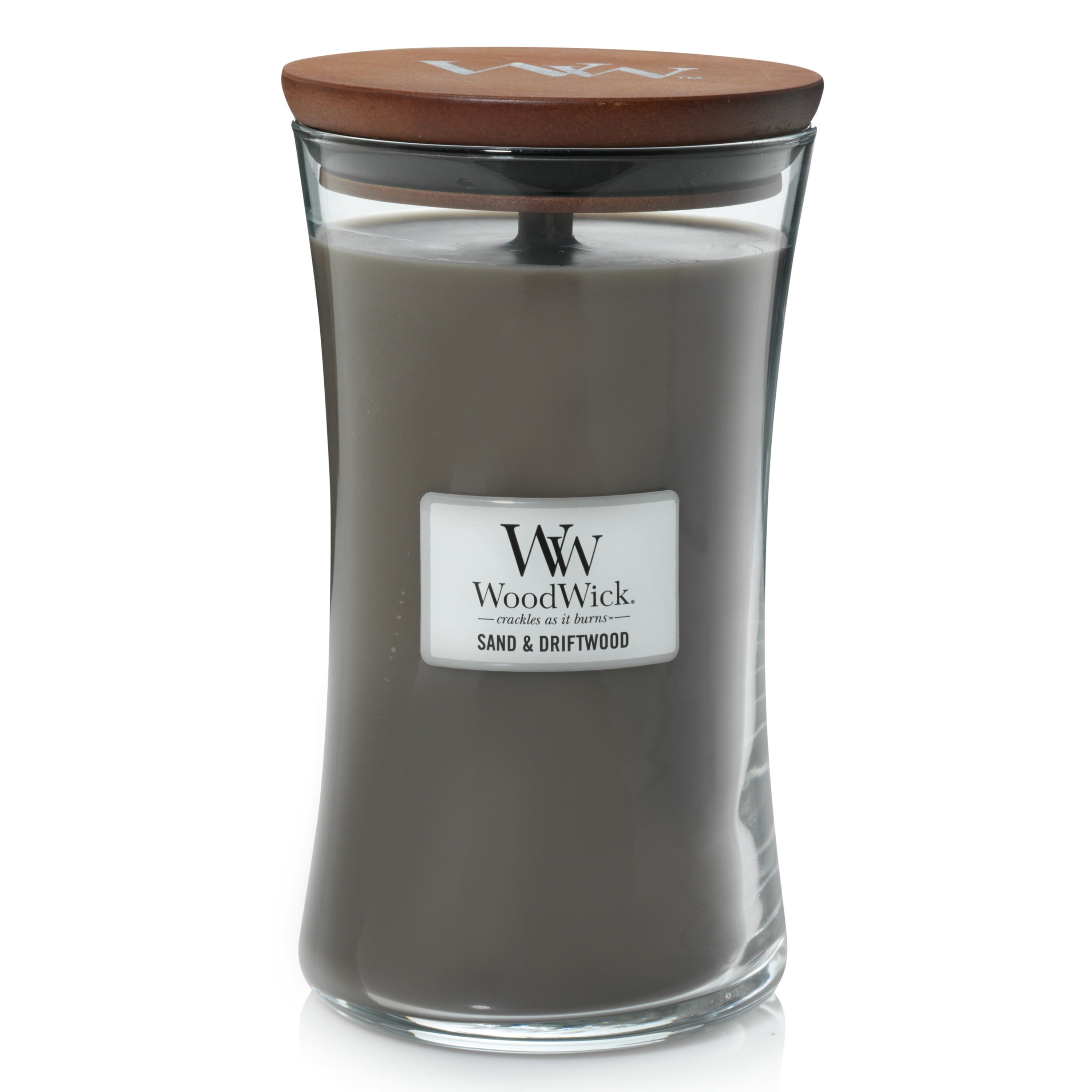 WoodWick Large Hourglass Candle with Crackling Wick, Sand & Driftwood ...