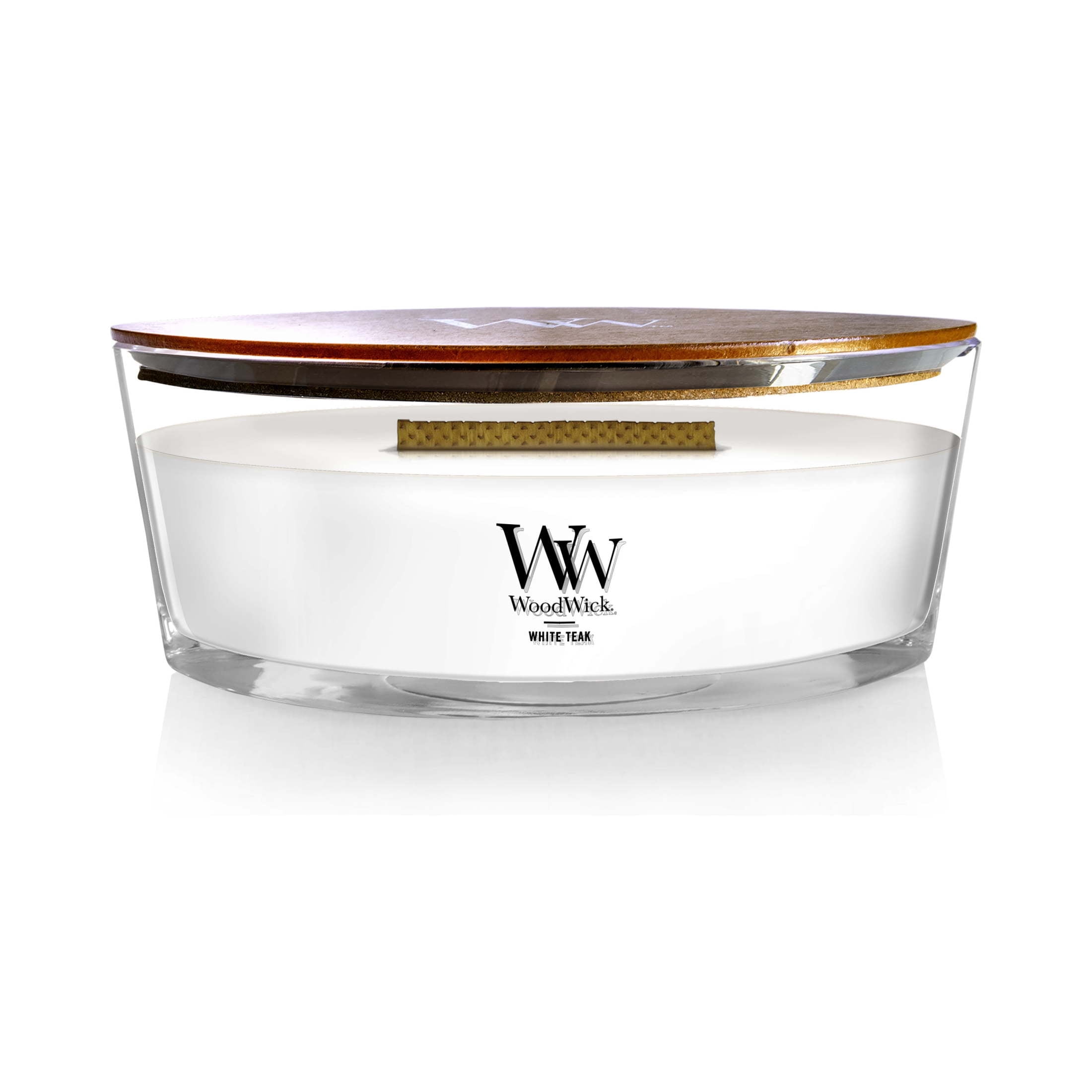 WoodWick Large Soy Scented Candle - Ellipse Shape, White Teak Calming ...