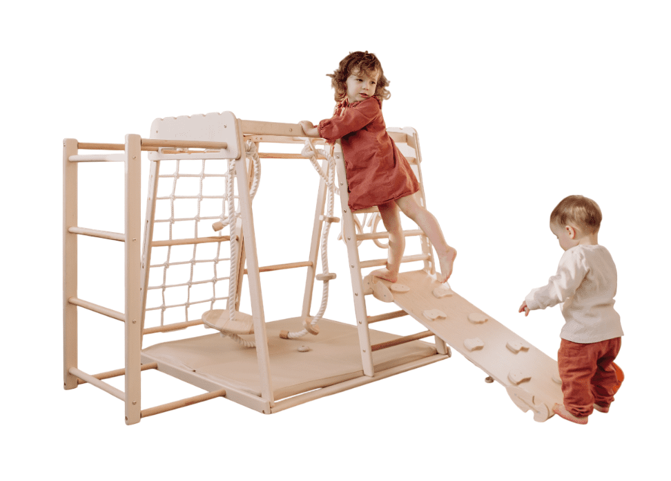 Woodandhearts Scandinavian Playground: Ladder, Ramp, Rope Swing, Gym ...