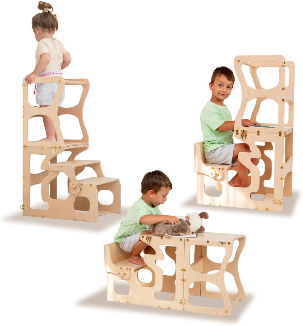 Woodandhearts Step Stool, Made in UA, Helping Tower, Toddler Standing ...