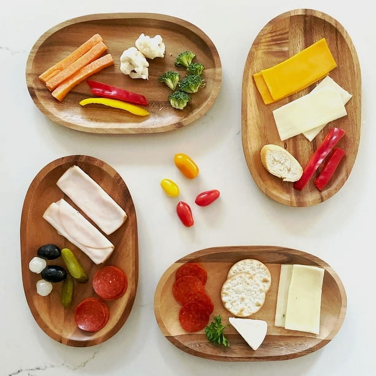 Woodard & Charles Individual Acacia Wood Serving Trays for Charcuterie ...