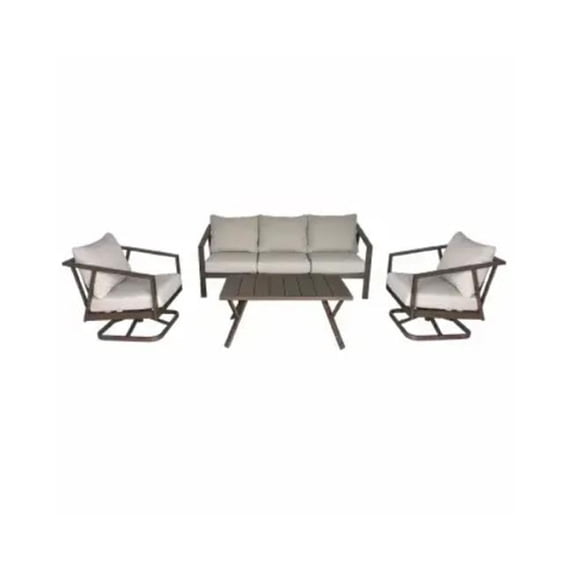 Woodard 138890 Steel Swivel Conversation Set, Cream - 4 Piece - Walmart.com