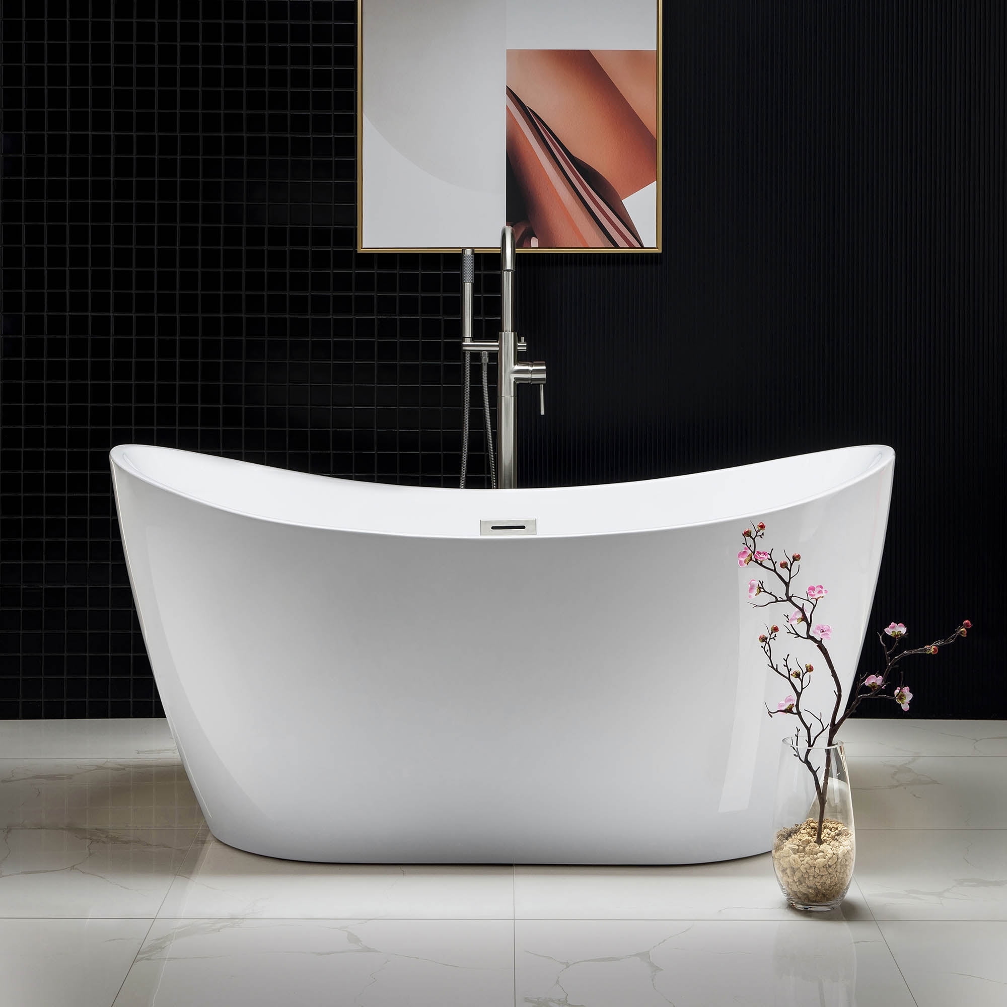 Woodbridge 59" Acrylic Freestanding Bathtub Contemporary Soaking Tub ...