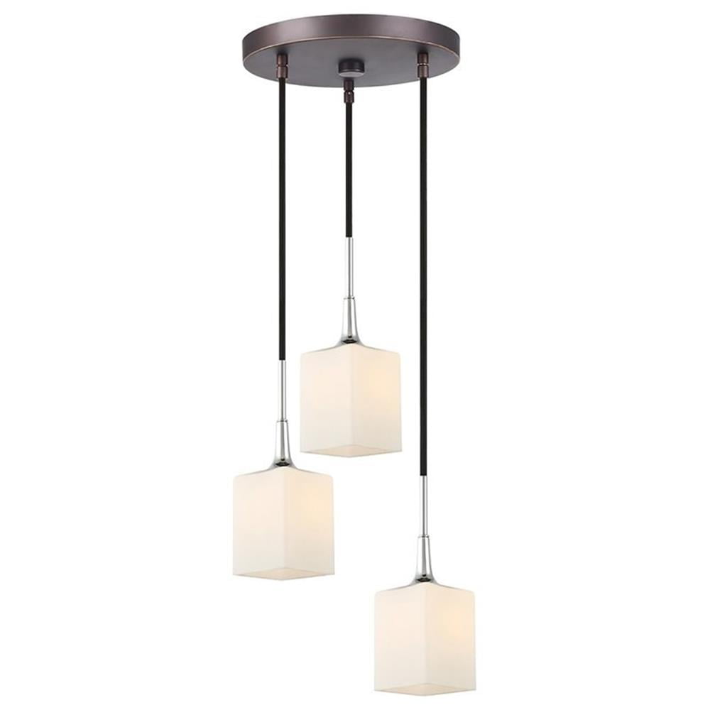 Woodbridge Lighting Chelsea 3Lt Square Cluster Pendant in Chrome/Bronze ...