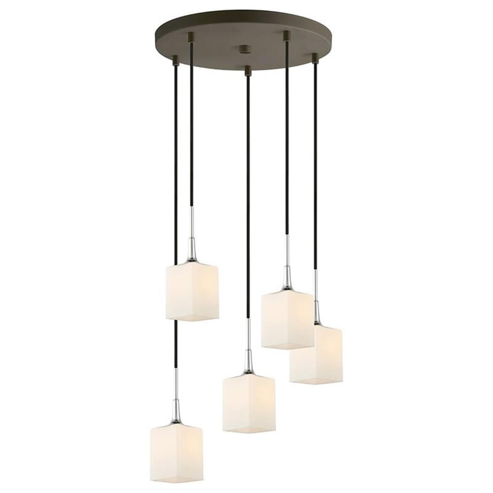 Woodbridge Lighting Chelsea 5Lt Square Cluster Pendant in Chrome/Bronze ...