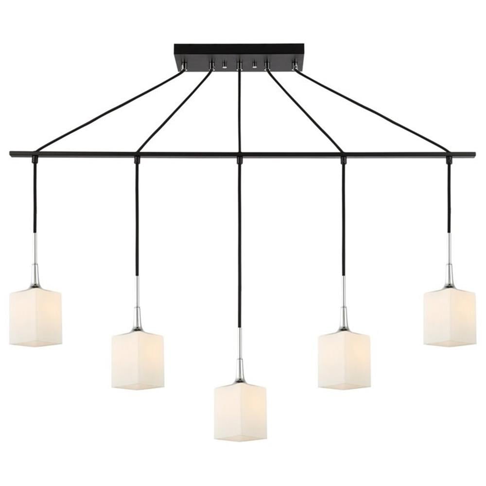 Woodbridge Lighting Chelsea 5Lt Square Linear Pendant in Chrome/Bronze ...
