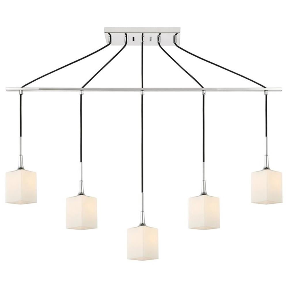 Woodbridge Lighting Chelsea 5Lt Square Linear Pendant in Chrome/Opal ...