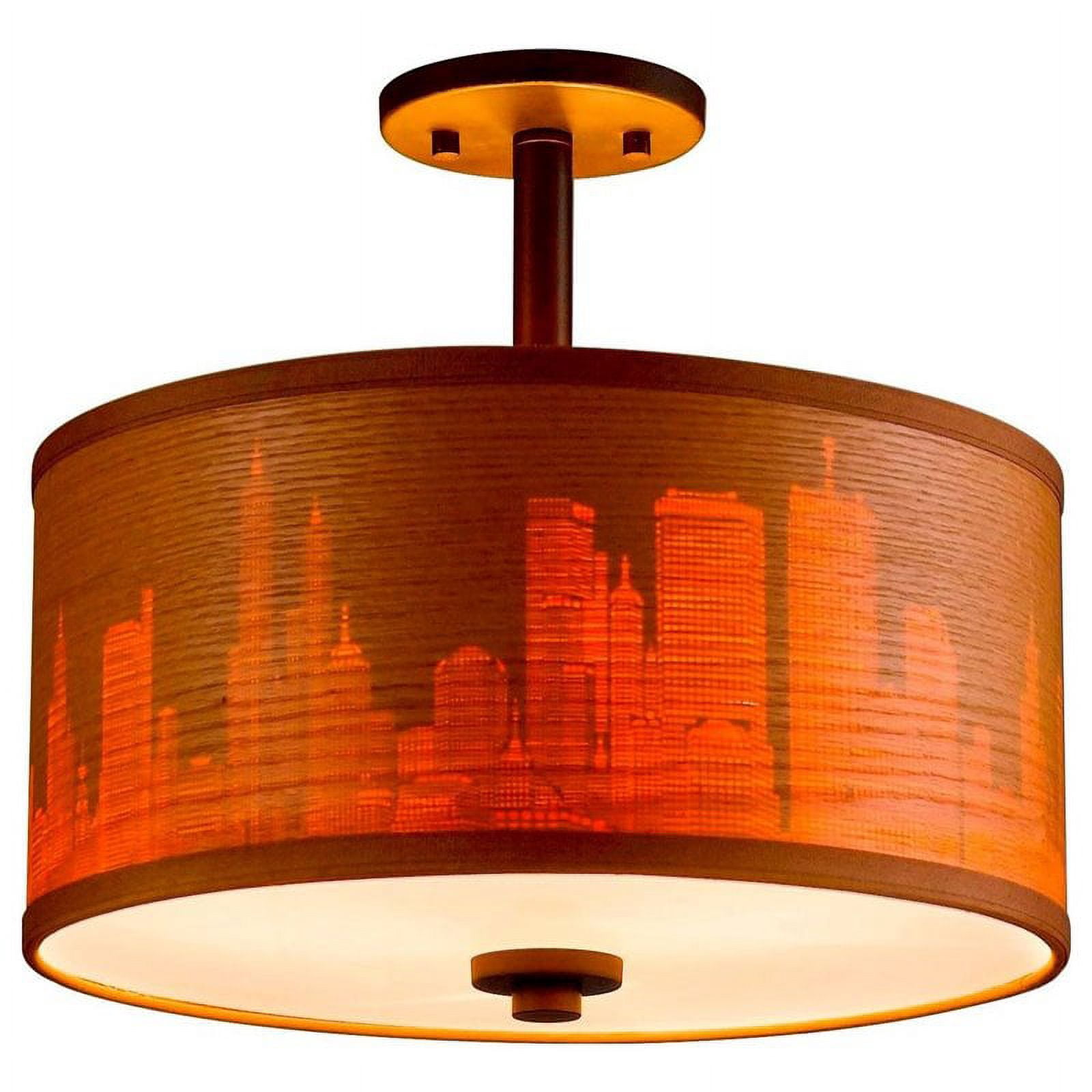 Woodbridge Lighting Drum Veneer 3-light Metal Ceiling Mount in Bronze ...