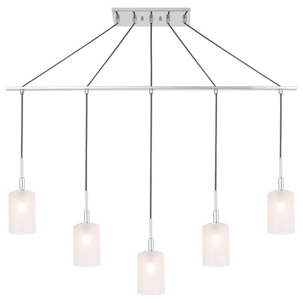 Woodbridge Lighting Elise 5-Light Glass Linear Pendant in Chrome/Opal ...