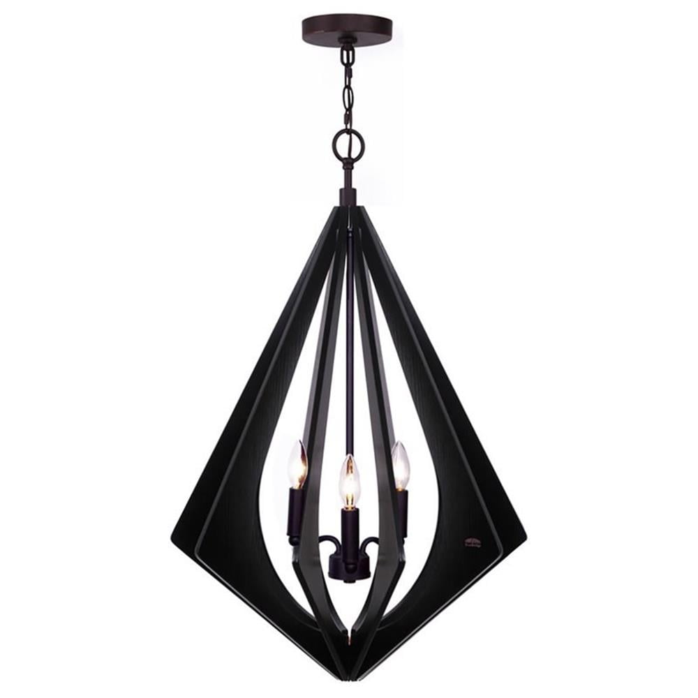 Woodbridge Lighting Fins Foresee 3-light Wood Foyer Pendant in Black ...