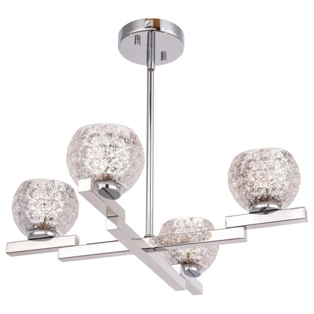 Woodbridge Lighting Jewel 4-Light Glass Chandelier in Chrome/Crystal ...
