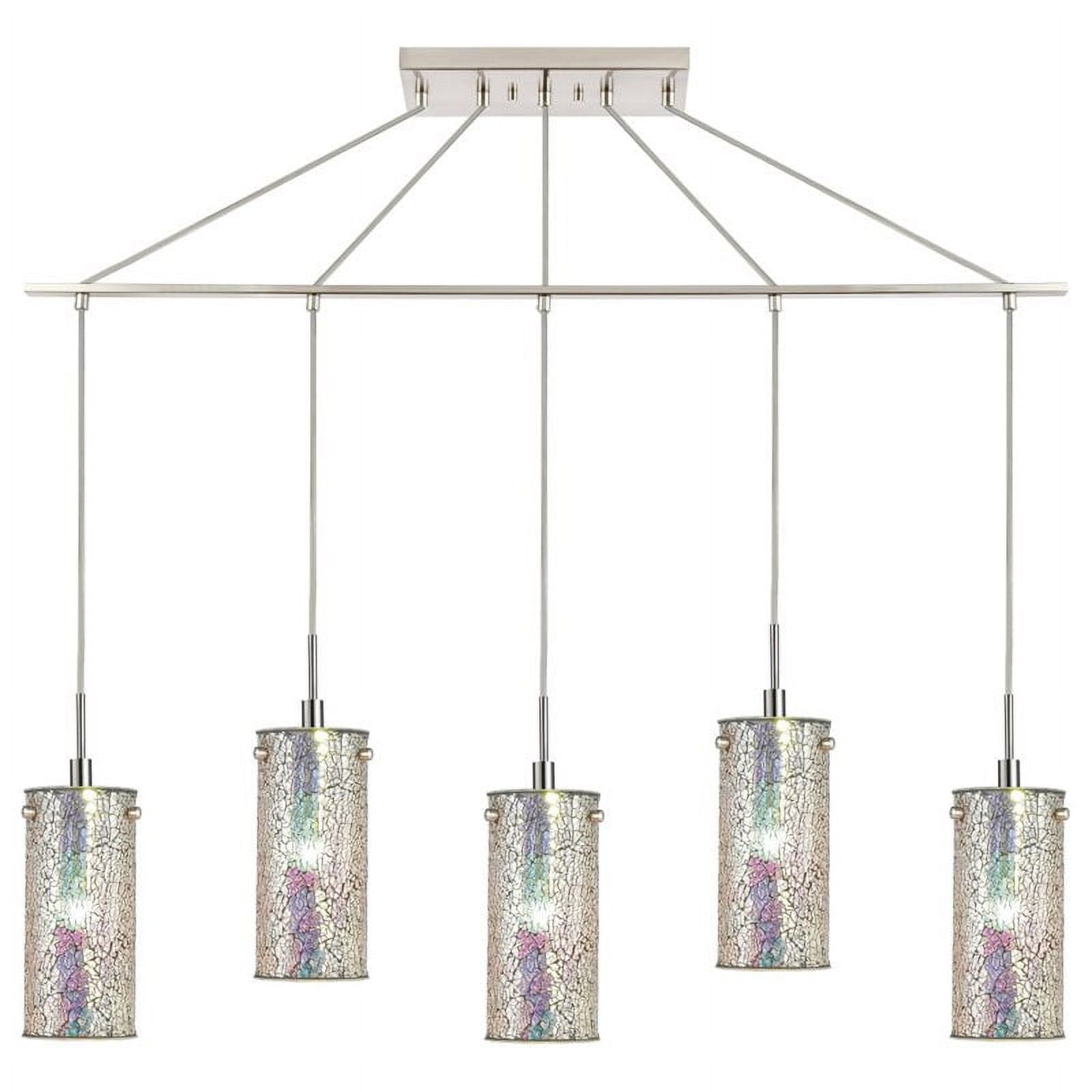 Woodbridge Lighting Tube 5-Light Glass Linear Pendant in Satin Nickel ...