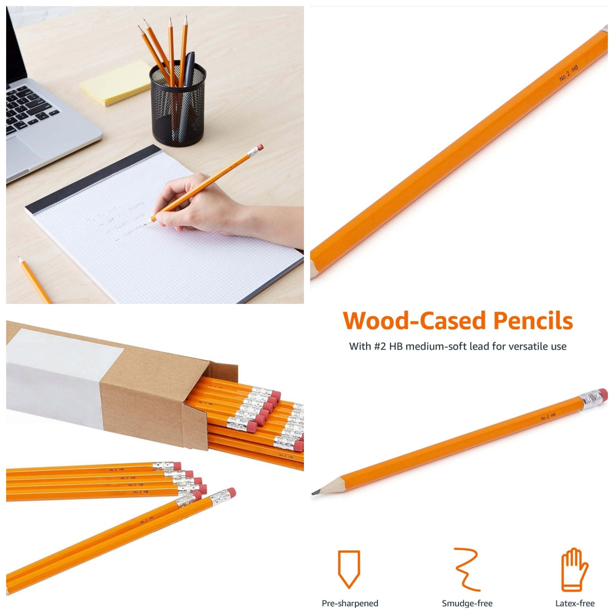 Woodcased Classroom 2 Pencils with Erasers, Pre-sharpened, HB Lead ...