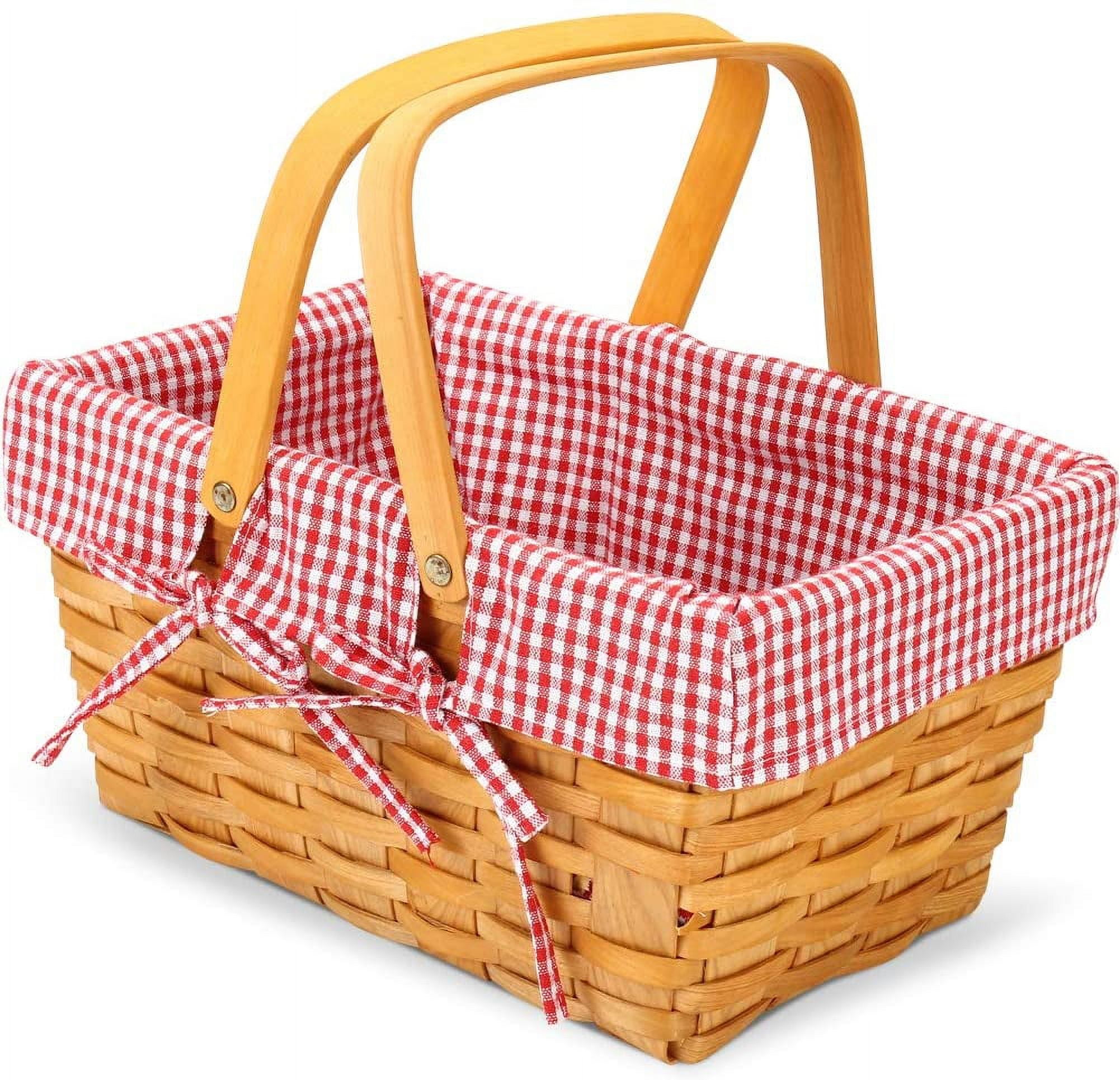 Woodchip Picnic Basket With Double Folding Handles, Natural Woven ...