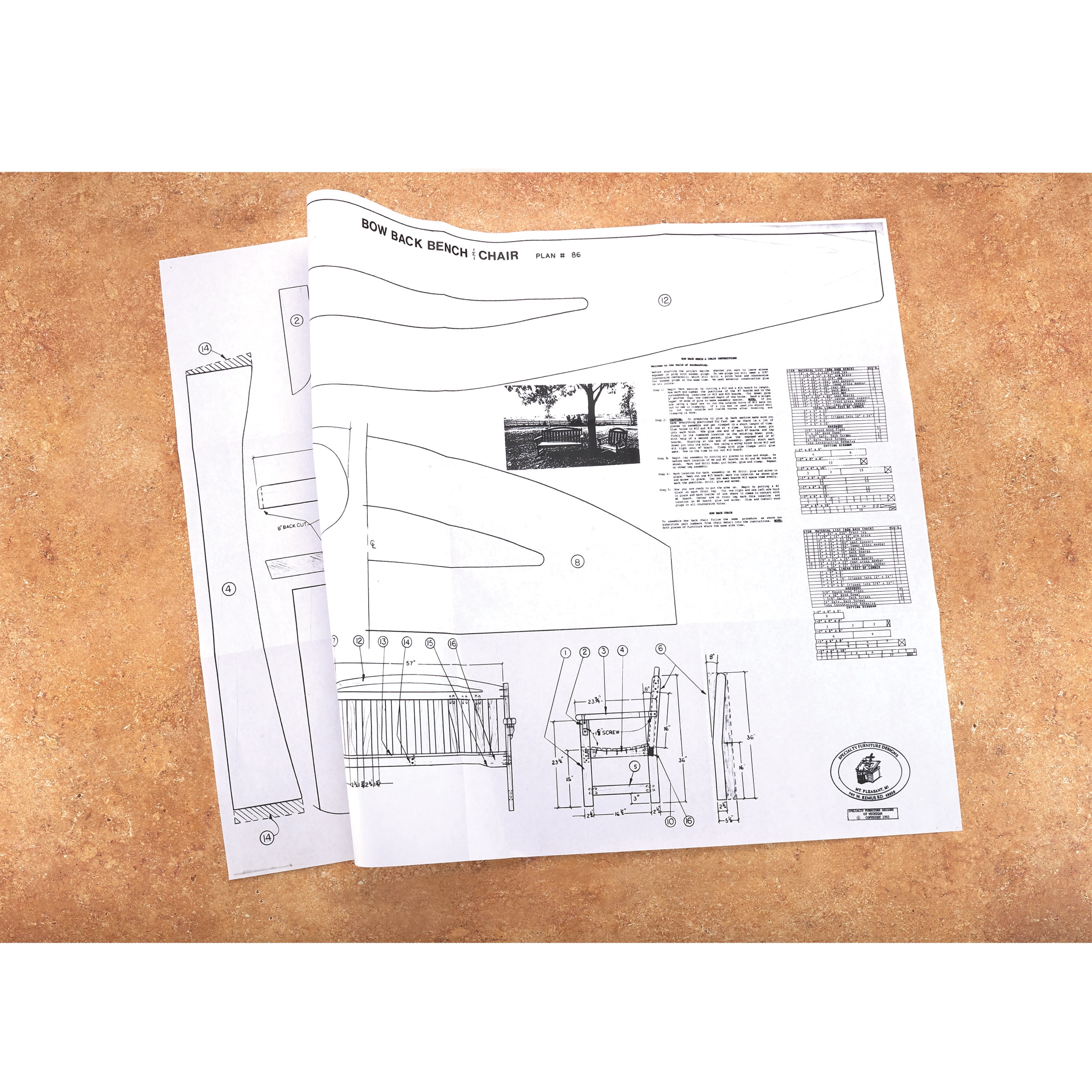 Woodcraft Project Paper Plan To Build Bow Back Bench And Chair ...