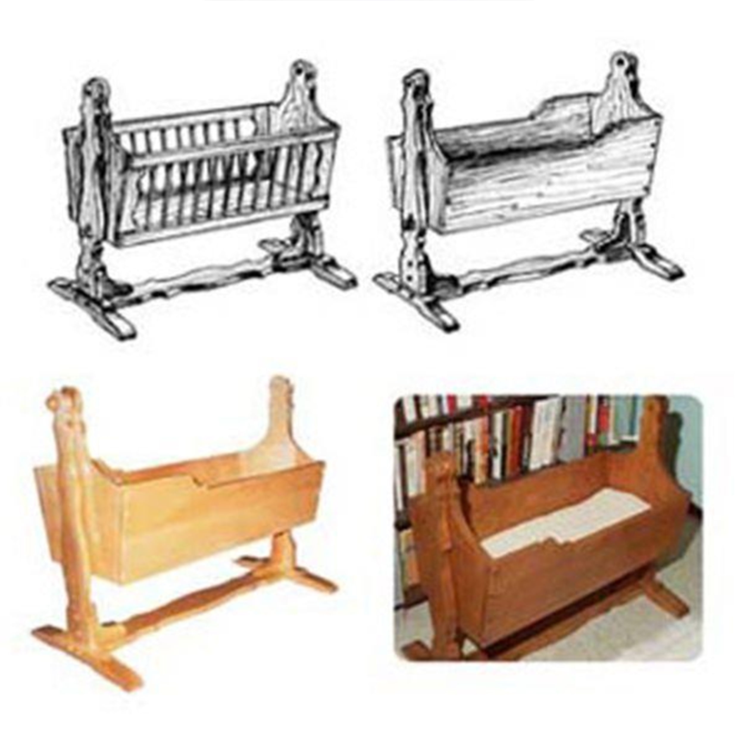 Woodcraft Project Paper Plan To Build Mission American Baby Cradle - Material Not Included ...