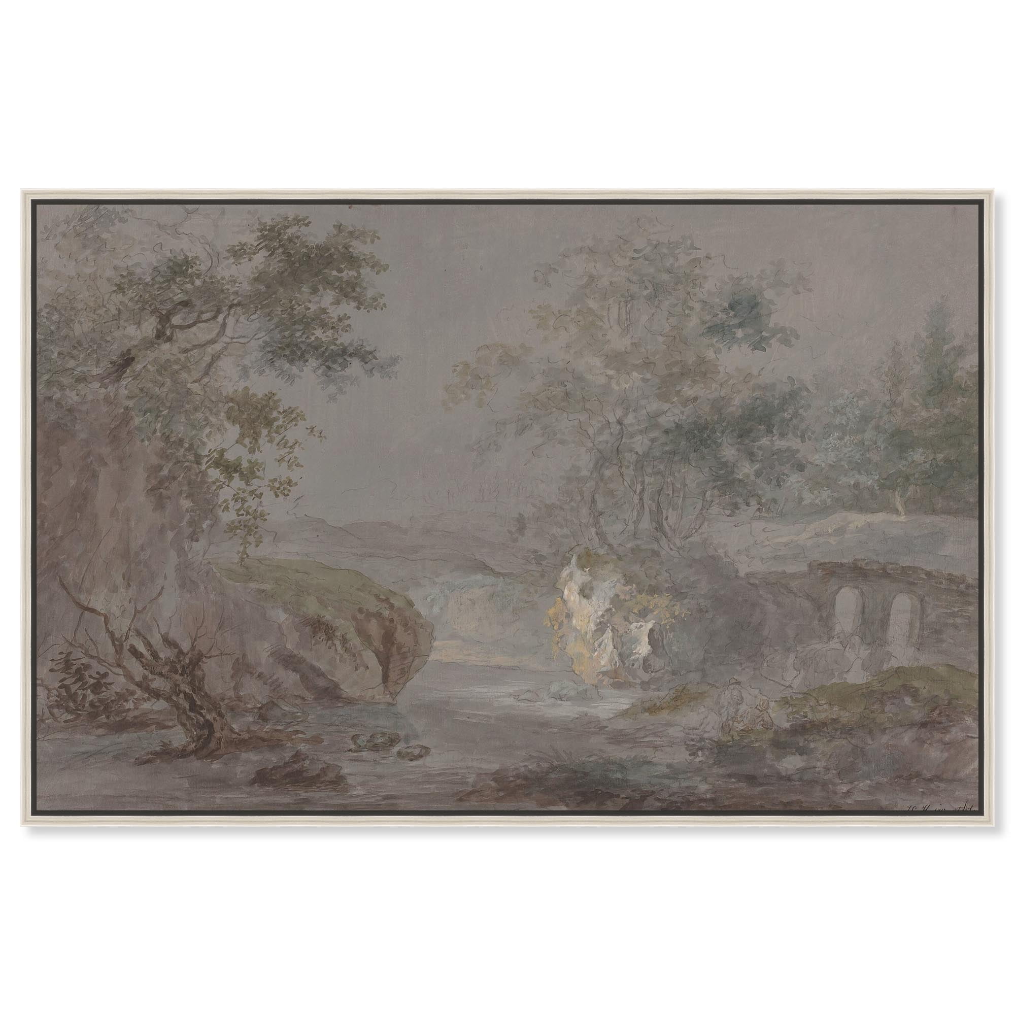 Wooded Cliffs along a Riverbank, 1796 Canvas Vintage Landscape Art by ...