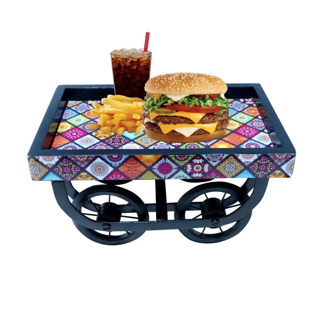 Wooded Home Wooden Serving Platter Thela Cart PlatterTrolley Platter ...