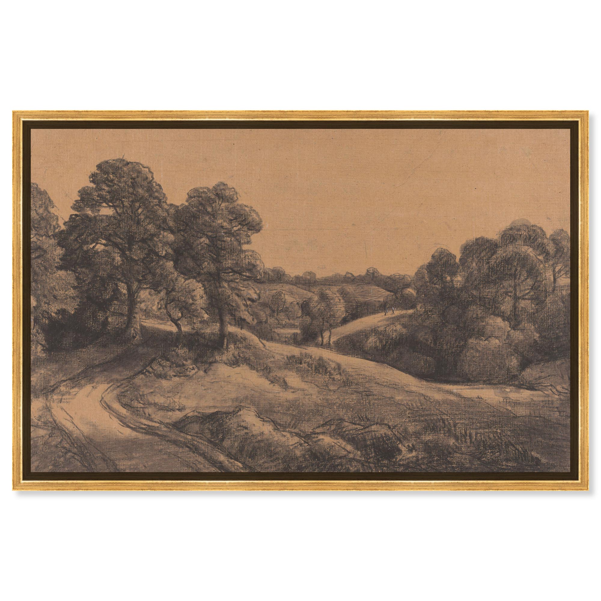 Wooded Slope with a Receding Road Canvas Vintage Landscape Art by Art ...
