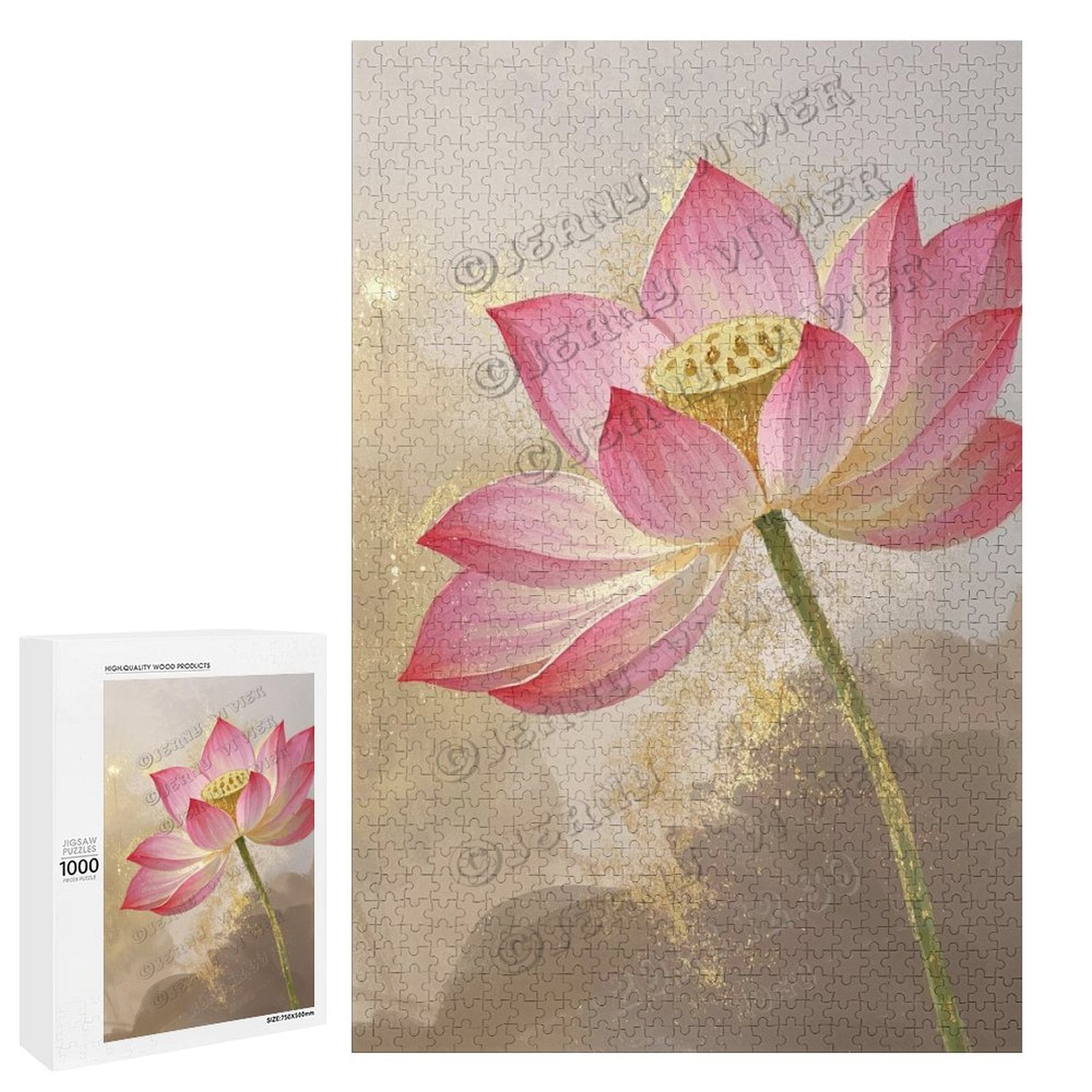 Wooden 1000 Piece Lotus Flower Jigsaw Puzzle, Beautiful Design ...