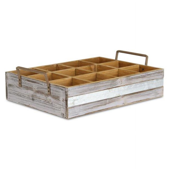 Wooden 12 Compartment Caddy with Metal Accent & Side Handles - Walmart.com