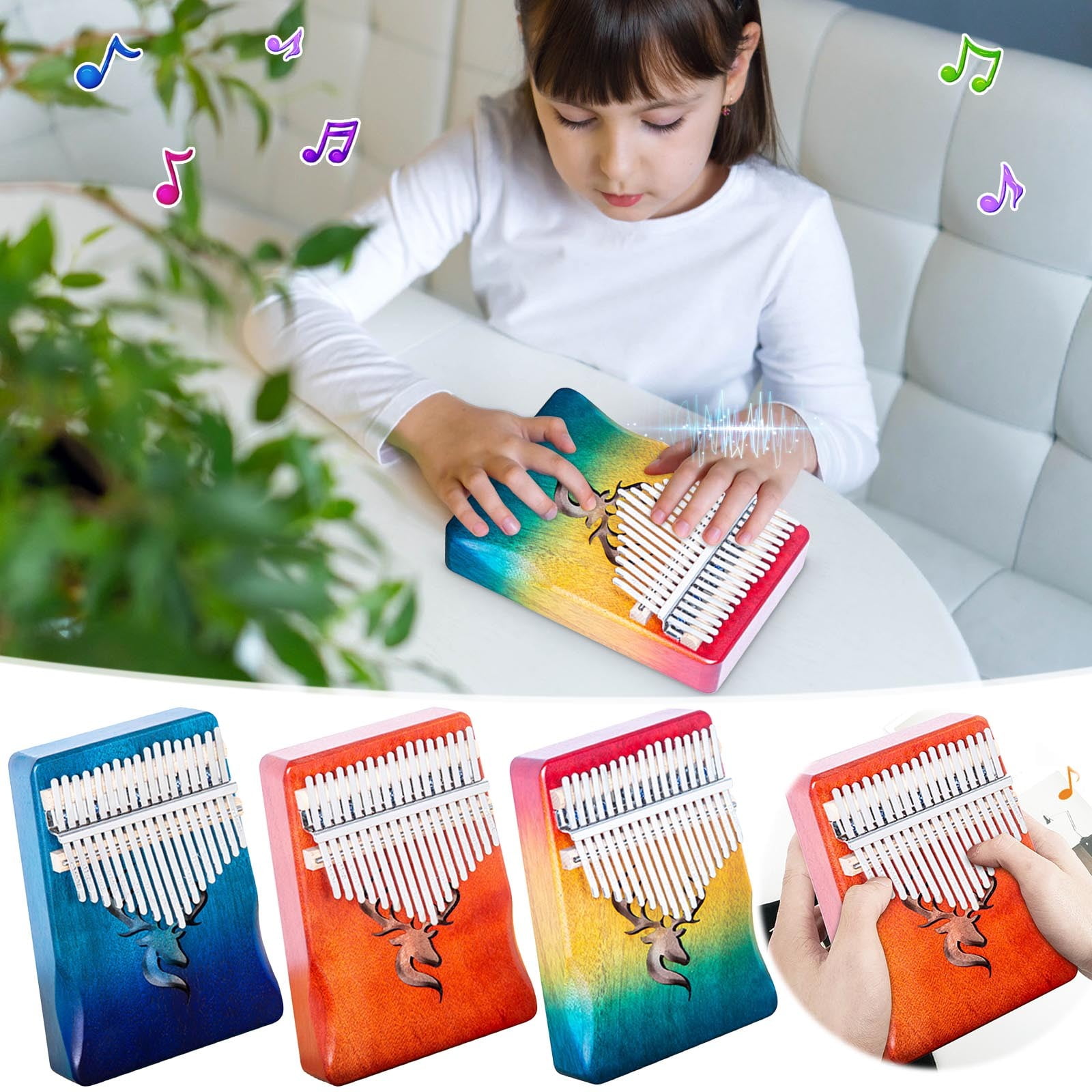 Wooden 17 Tone Thumb Piano | Solid Wood Finger Kalimba | Portable Entry ...