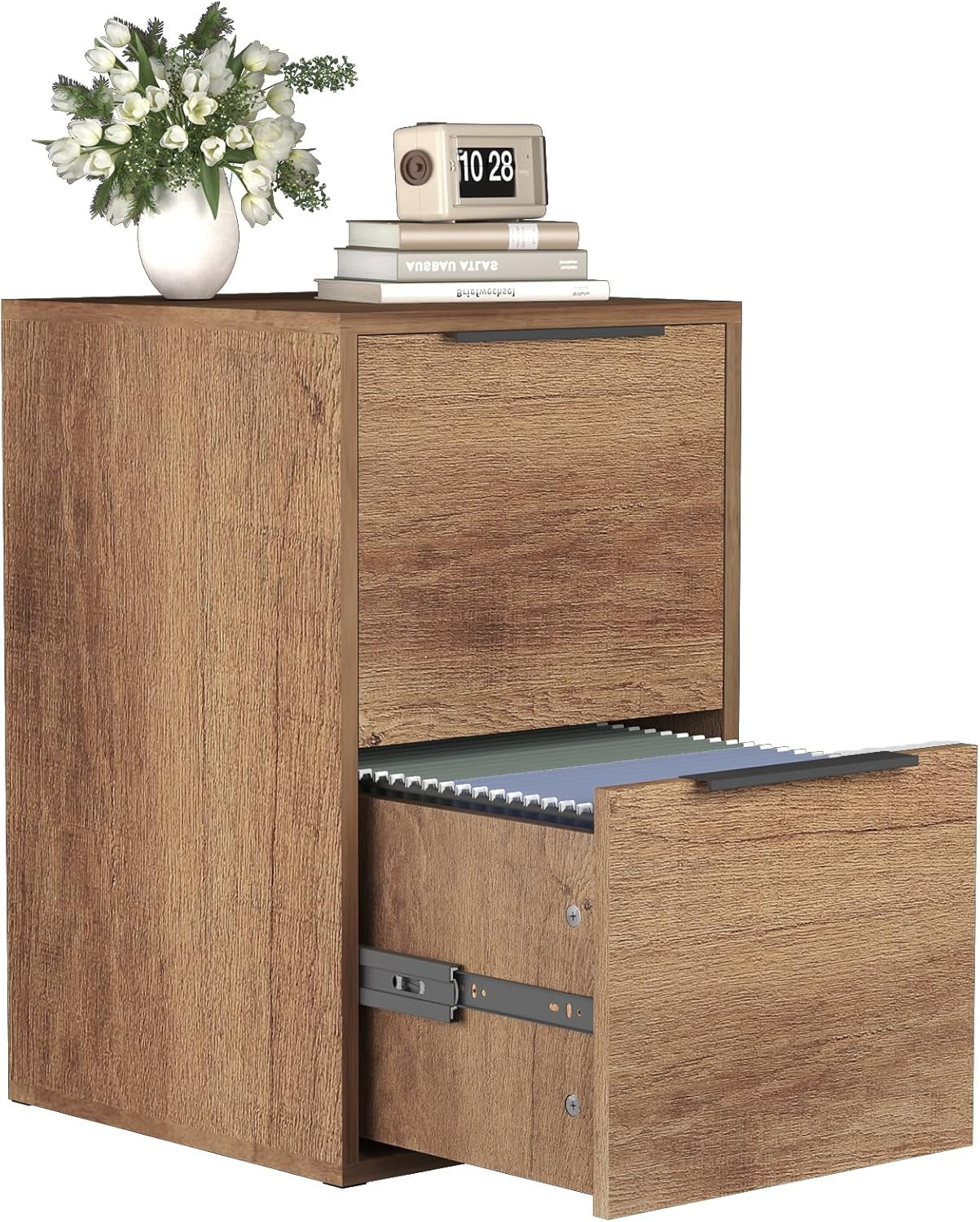 Wooden 2 Drawer File Cabinet, Wood Vertical Filing Cabinet Fits Hanging ...