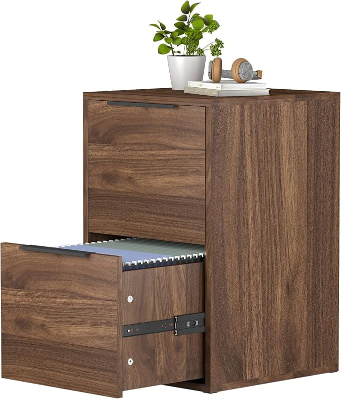 Wooden 2 Drawer File Cabinet, Wood Vertical Filing Cabinet for Letter ...