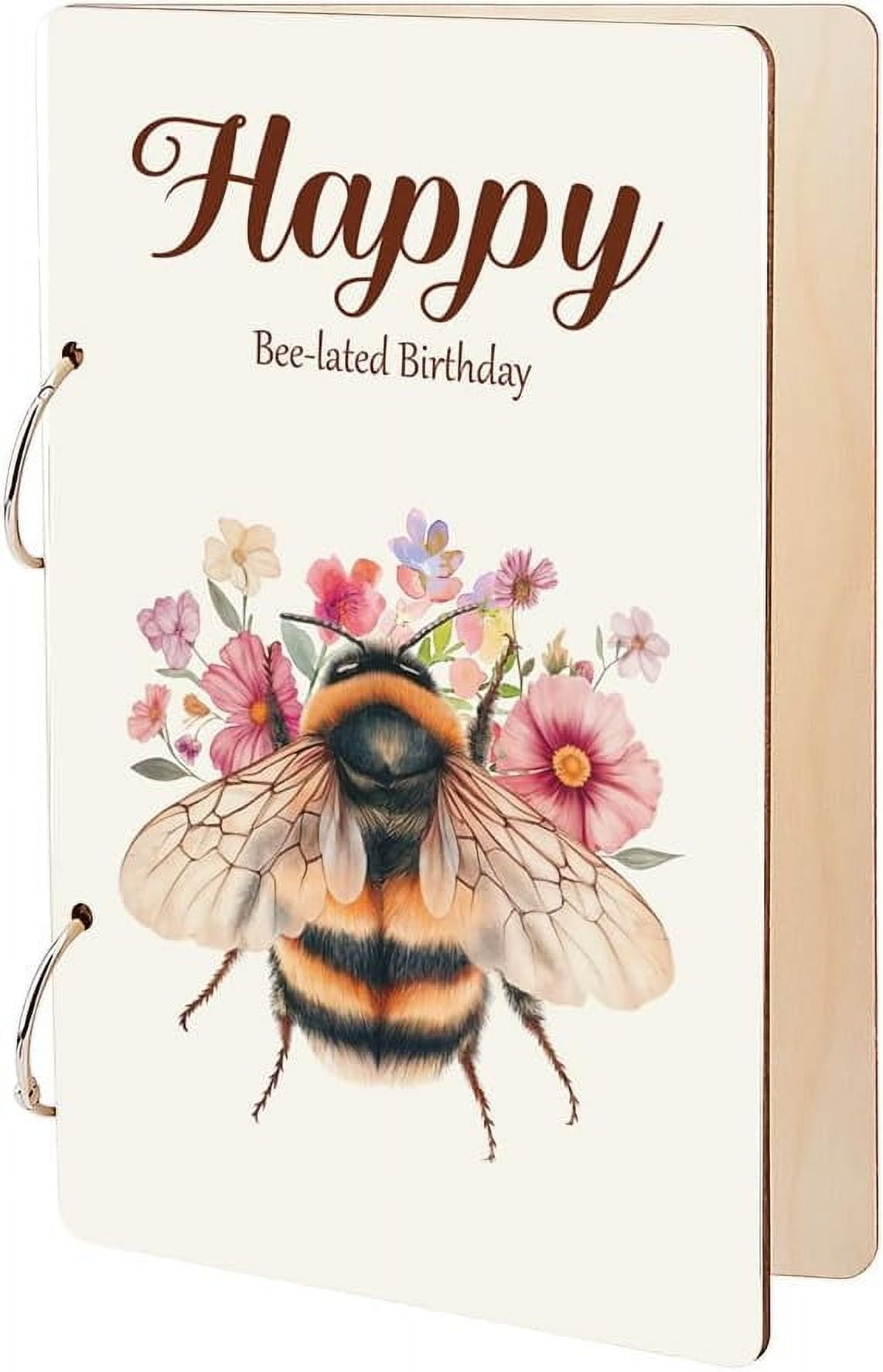 Wooden 2-Ring Loose Leaf Binder Postcard Phote Album Cover Bees ...