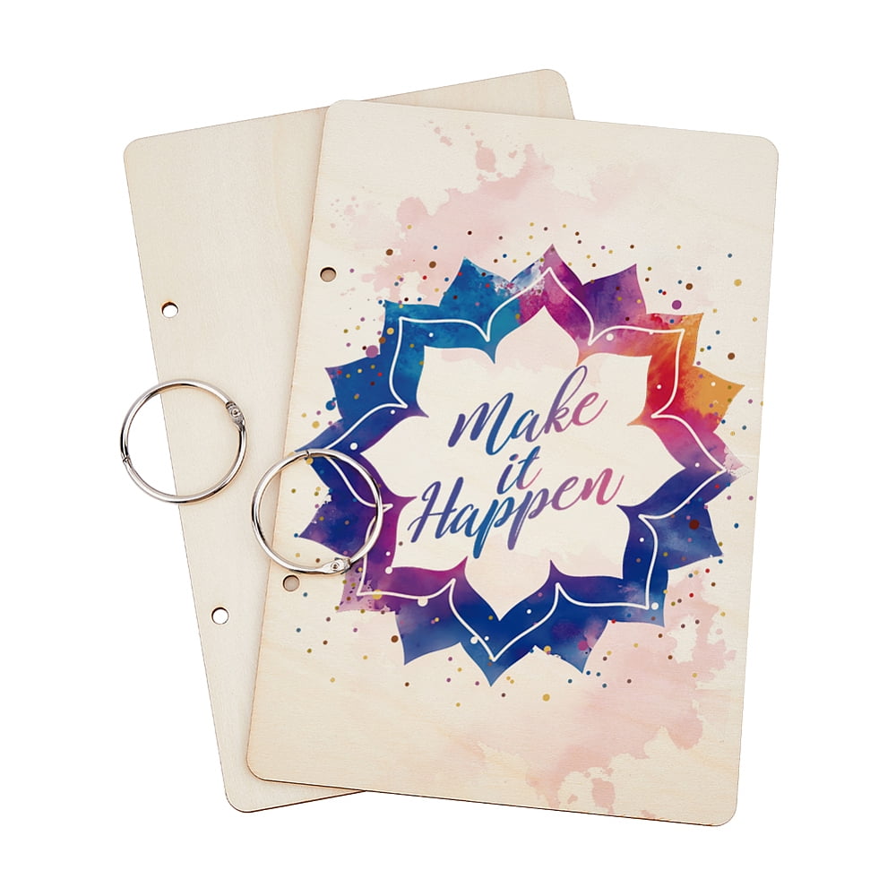 Wooden 2-Ring Loose Leaf Binder Postcard Phote Album Cover July Lotus ...