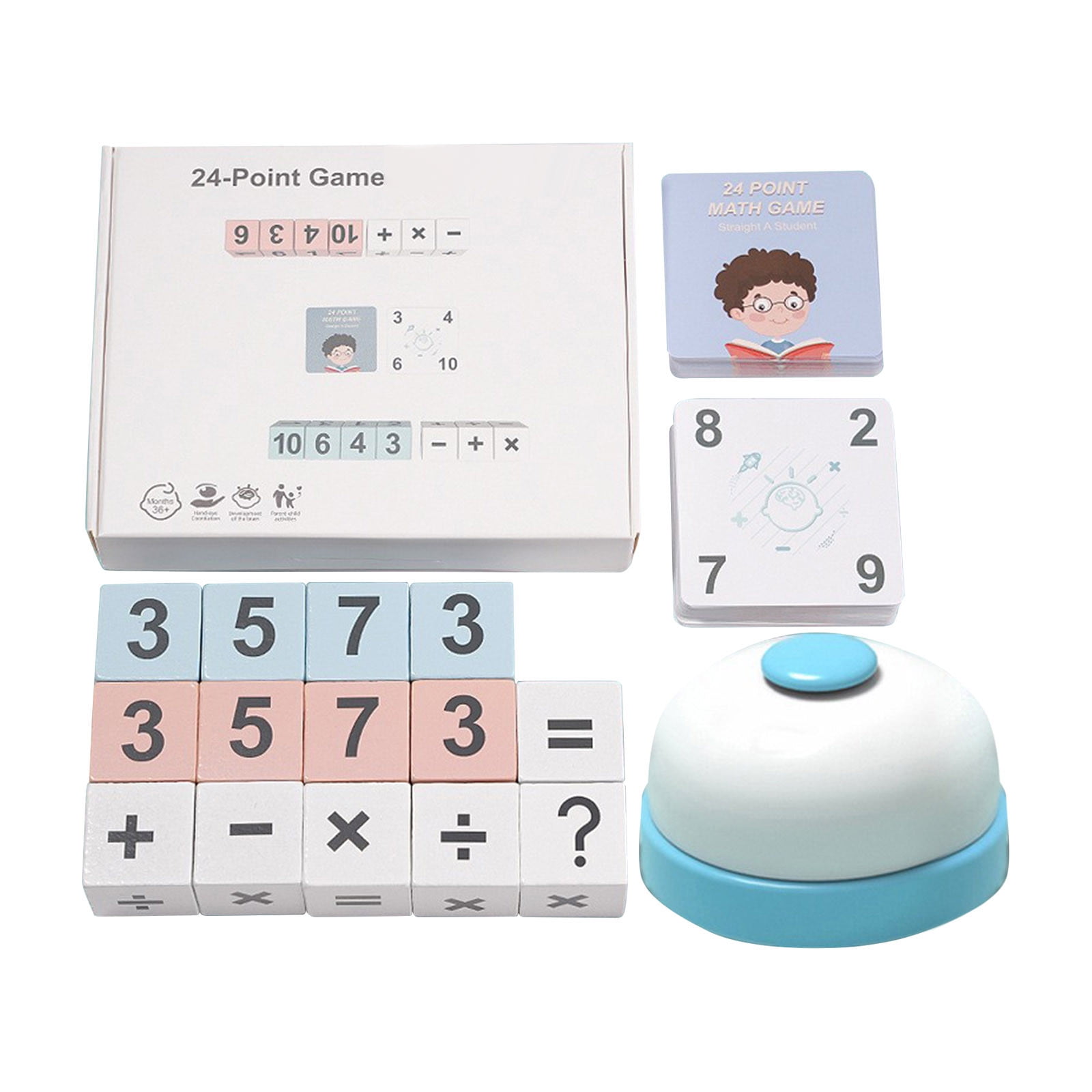 Wooden 24-Point Math Puzzle Cube, Montessori STEM Educational Toy for ...