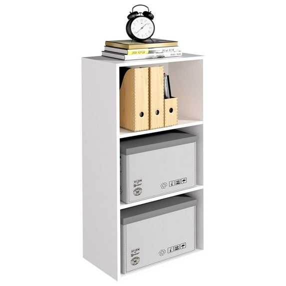 Wooden 3 Cube Storage Organizer, 3 Tier Low Bookcase Freestanding ...