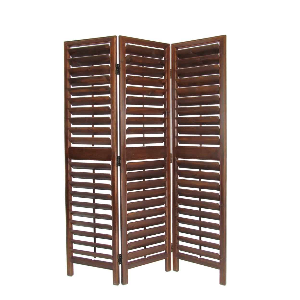 Wooden 3 Panel Room Divider with Slatted Design, Brown - Saltoro Sherpi ...