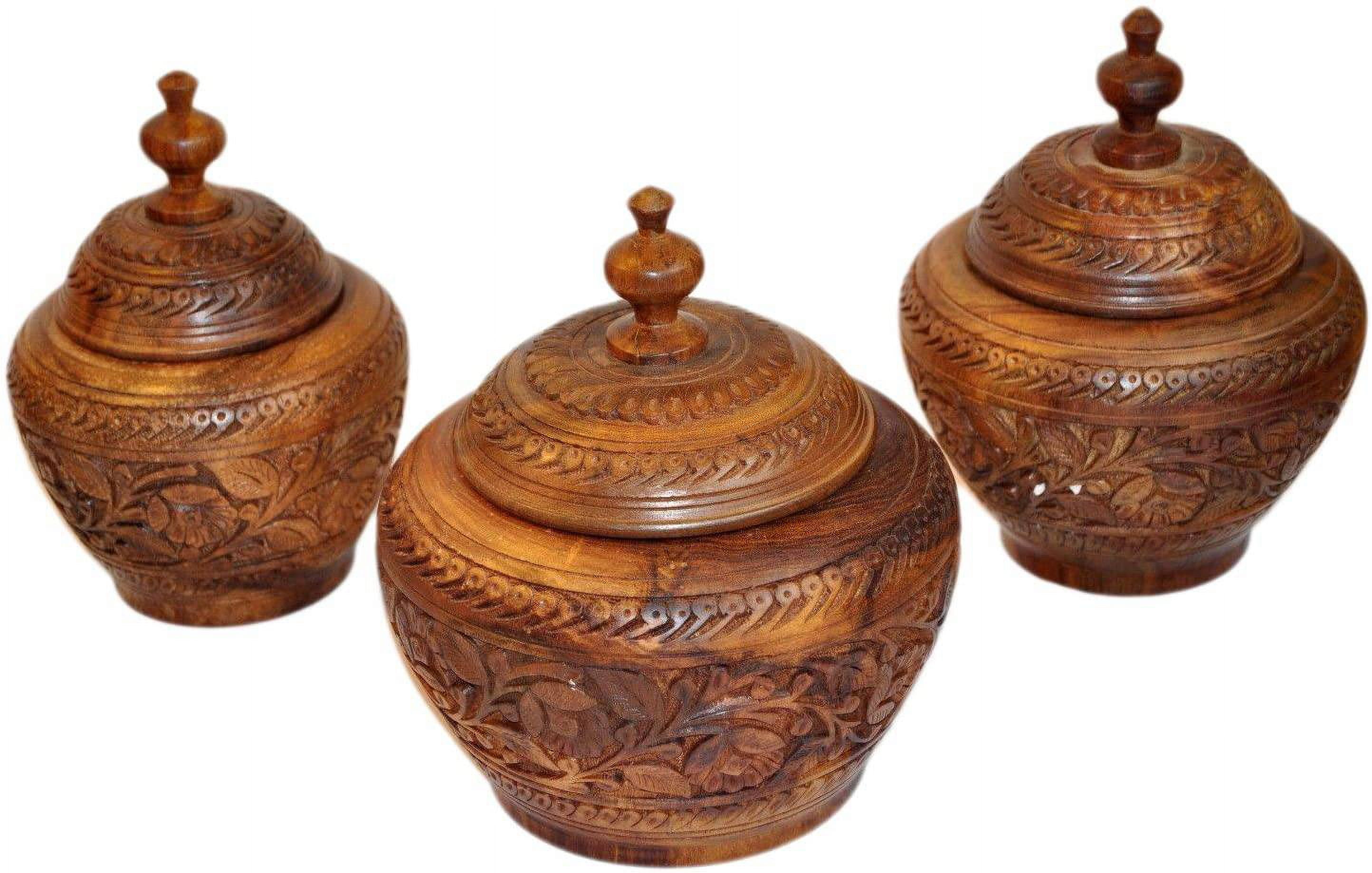 Wooden 3 Piece Canister set Rosewood - Hand Carved work by Artist ...