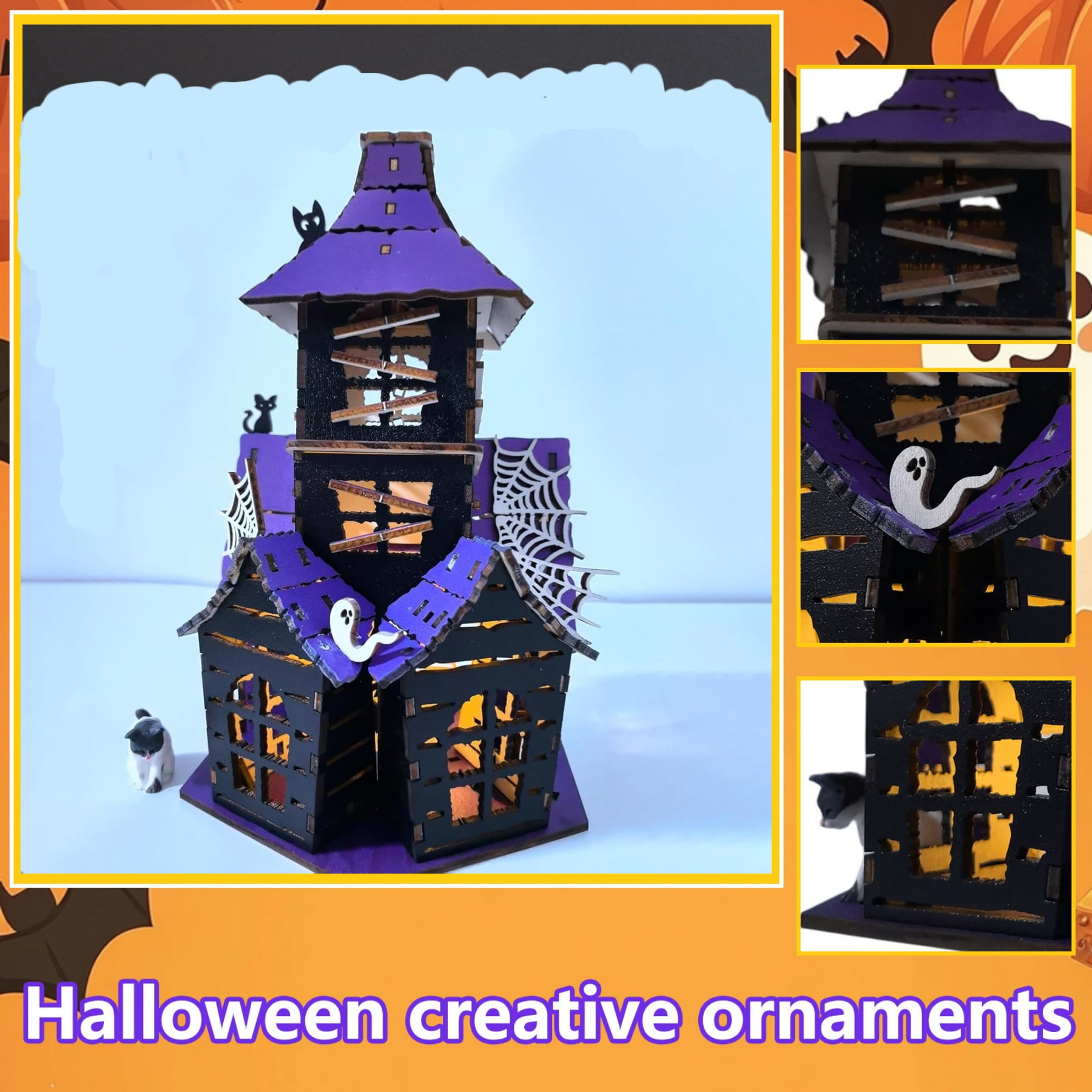 Wooden 3D DIY Halloween Decorations - Haunted House Prop, Creative ...