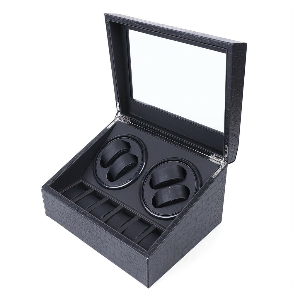 Wooden 4+6 Automatic Rotation Watch Winder Storage Box Display Case ...