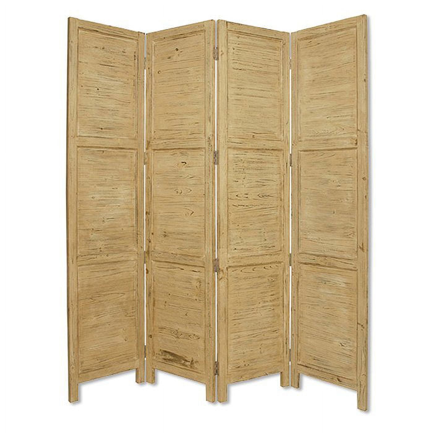 Wooden 4 Panel Foldable Floor Screen with Textured Panels, Yellow ...