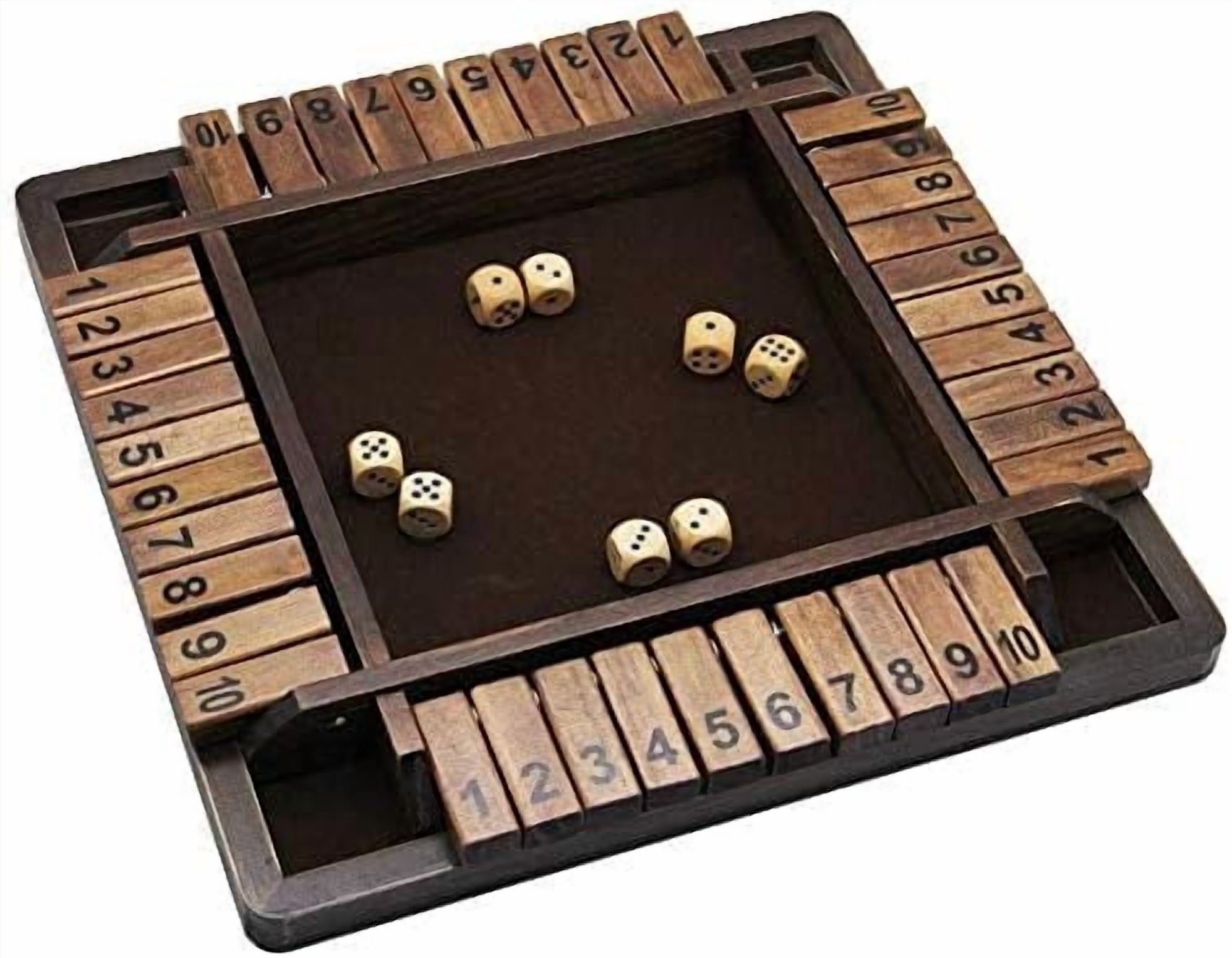 Wooden 4 Players Shut The Box Dice Game, Classics Tabletop Version and ...