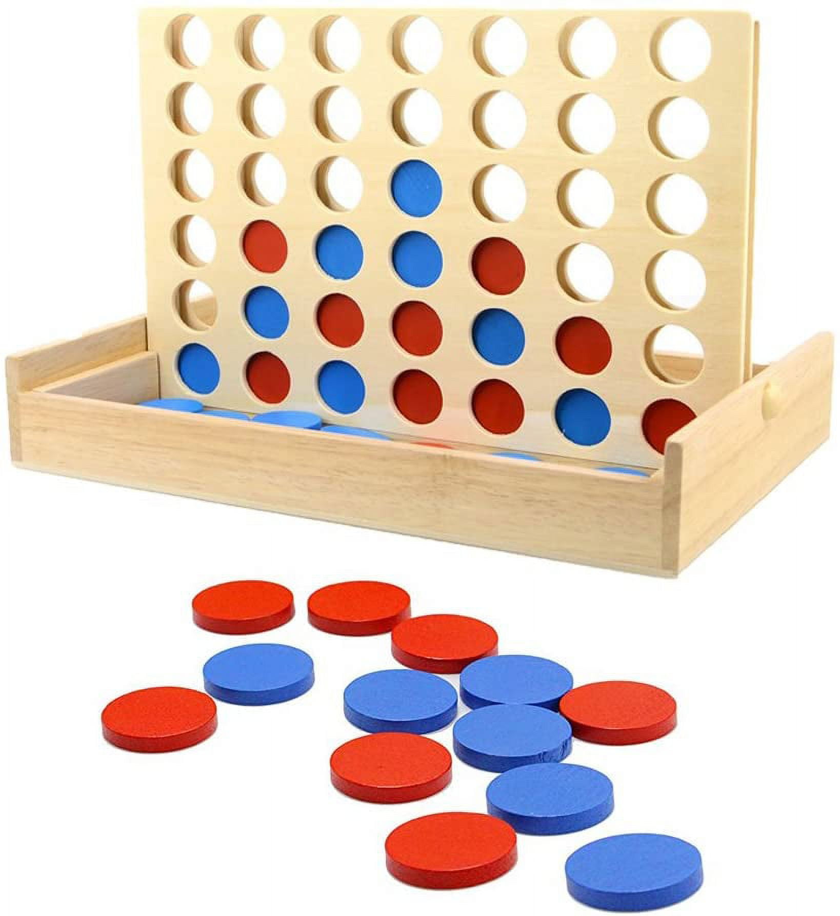 Wooden 4 in a Row Game, LNGOOR Foldable Board Line Up 4 Game,Classic ...