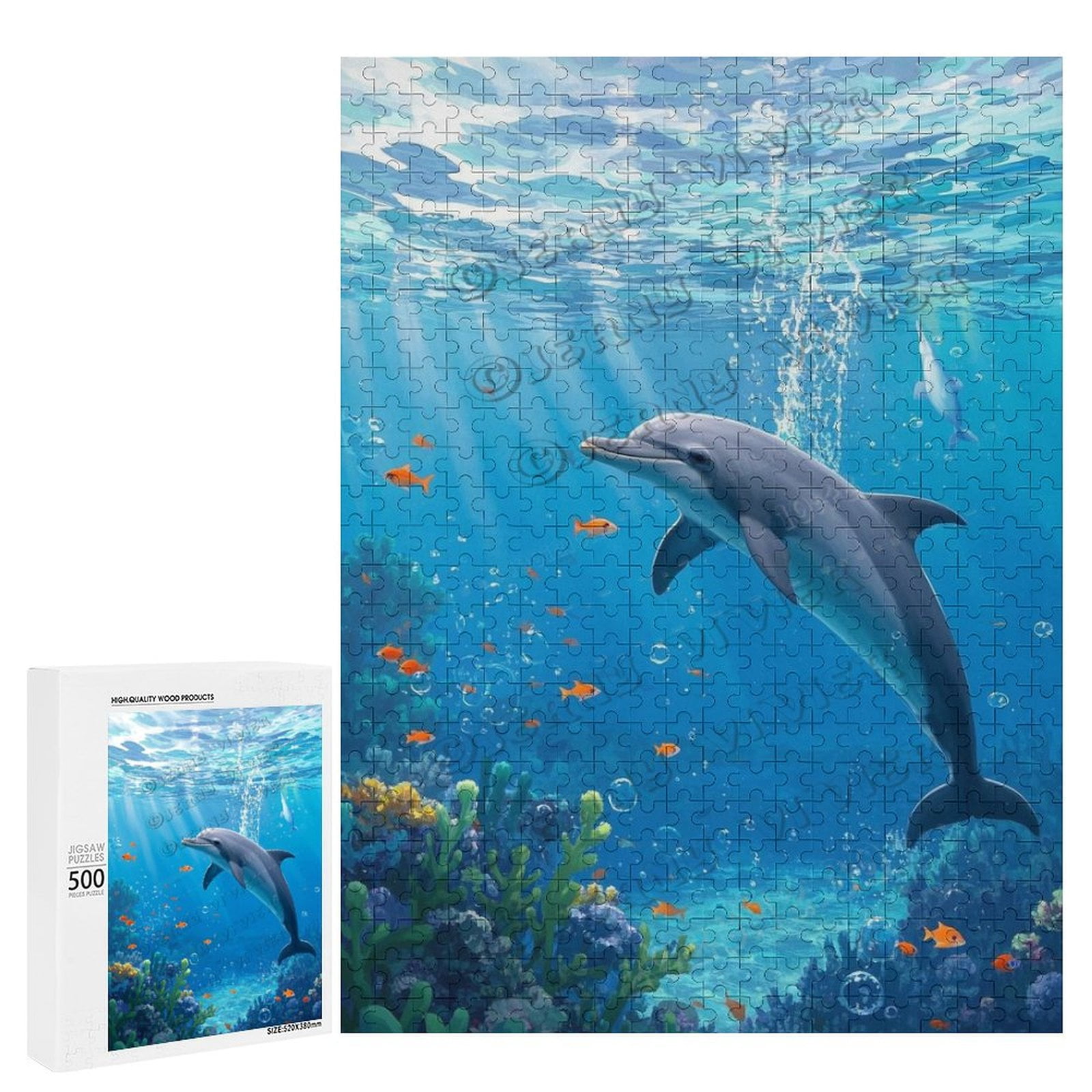 Wooden 500 Piece Puzzle, Dolphin Theme, Relaxing Puzzle for Kids and ...